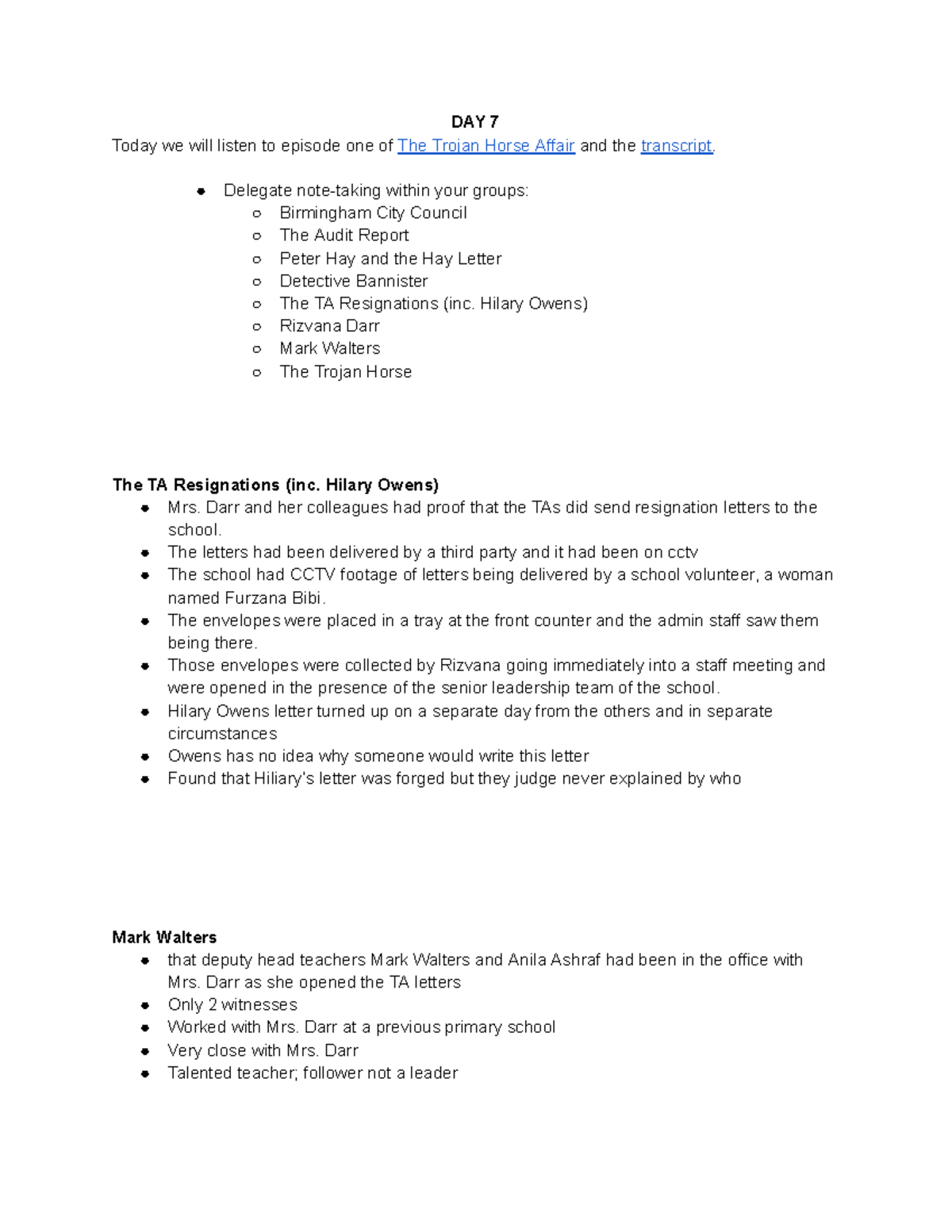 Day 7 trojan horse - DAY 7 Today we will listen to episode one of The ...