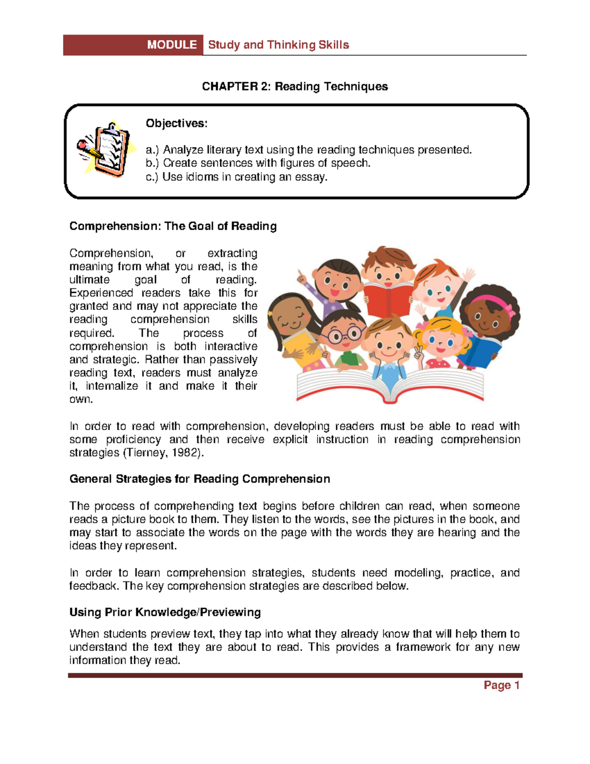 Chapter 2-Reading Techniques - CHAPTER 2: Reading Techniques Objectives ...