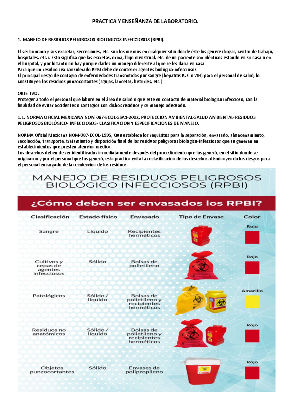 RPBI Practicas - Practica de laboratorio - PRACTICA Y ENSEÑANZA DE ...