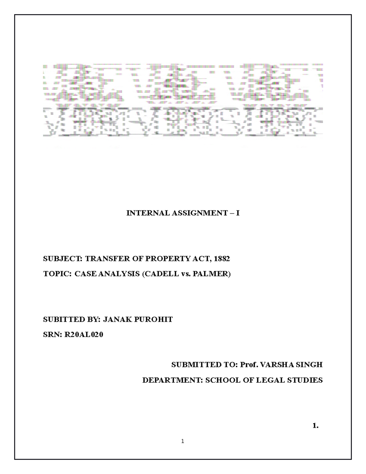 Internal Assignment I TPA - INTERNAL ASSIGNMENT – I SUBJECT: TRANSFER ...