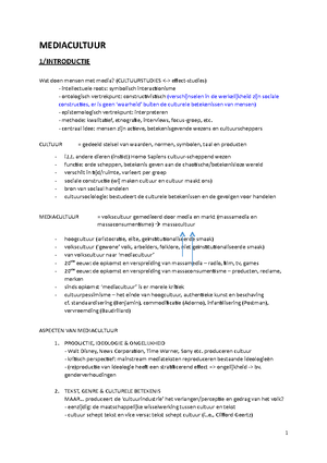 Schema's - samenvatting van heel het vak in schema's - CULTURELE ...