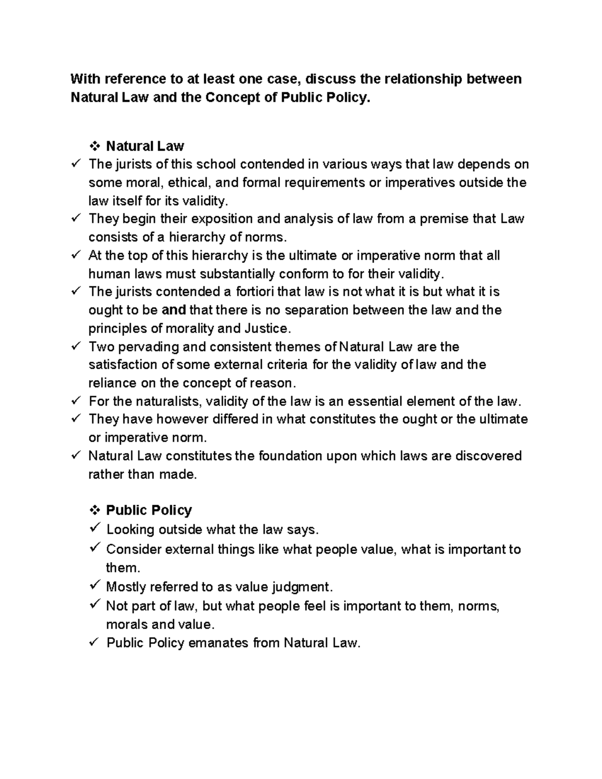 Intro to Law Questions and answers - With reference to at least one ...