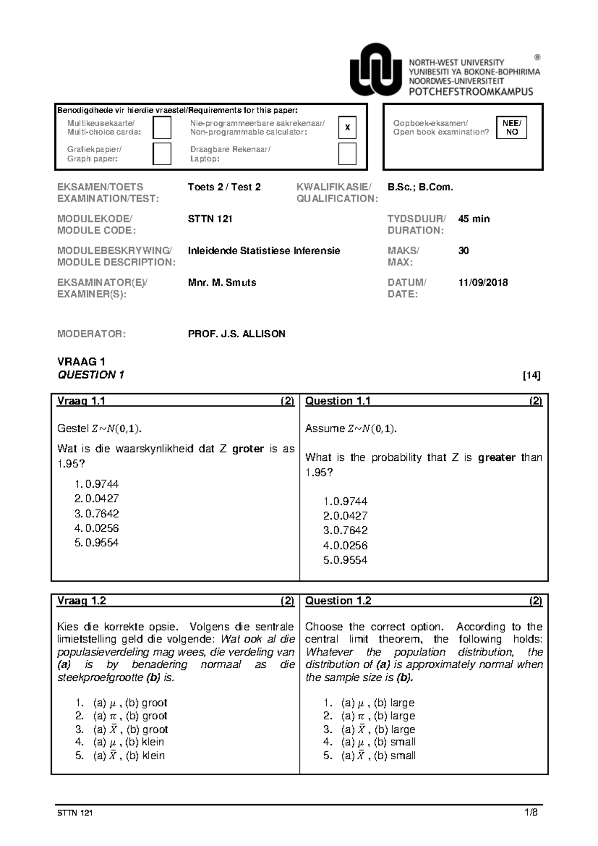 STTN121 Test2 2018 - sttn test 1 good practice for new students ...