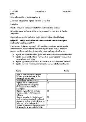 [Solved] Nikeza isibonelo somsebenzi onganikezwa abafundi ukuhlolwelwa ...