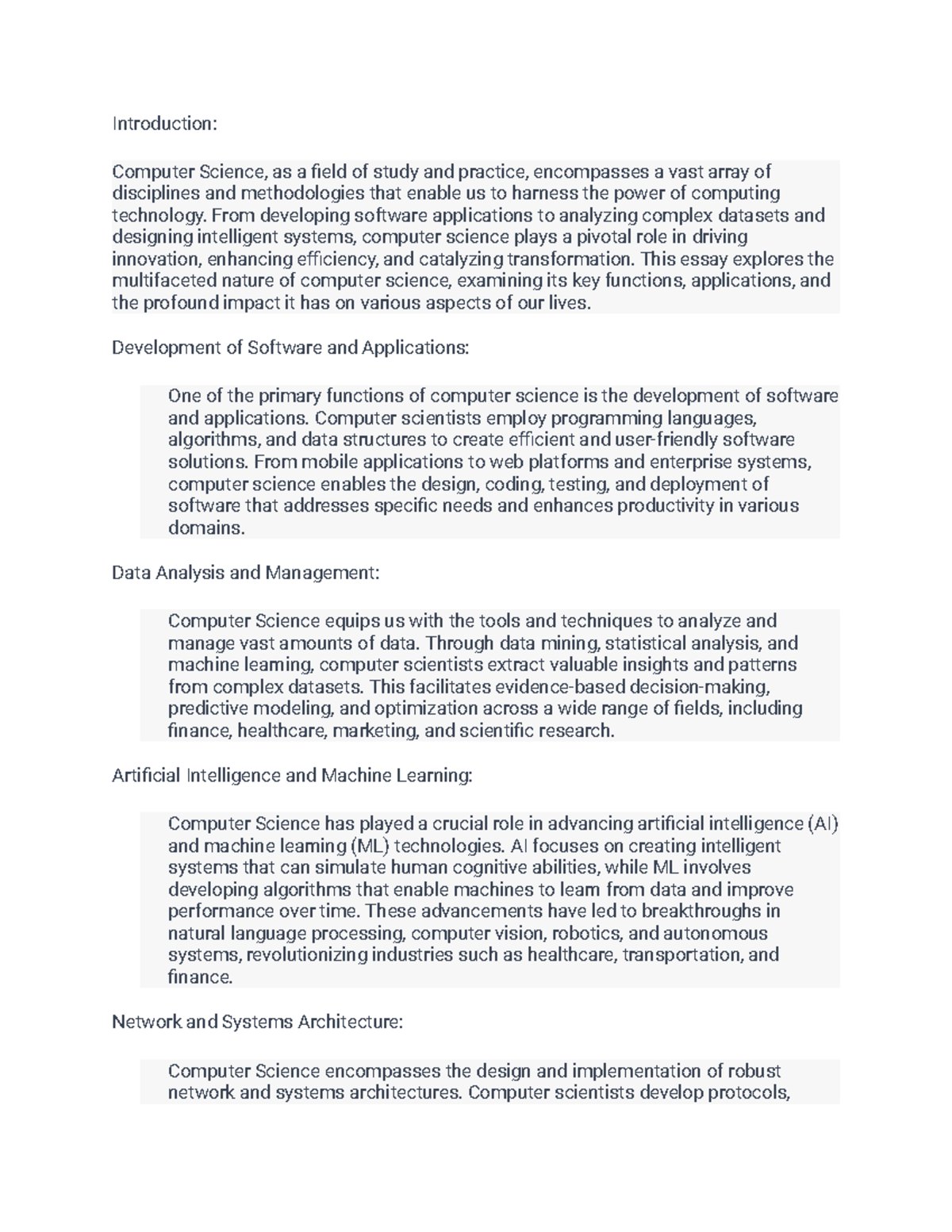 What computer science does - Introduction: Computer Science, as a field ...