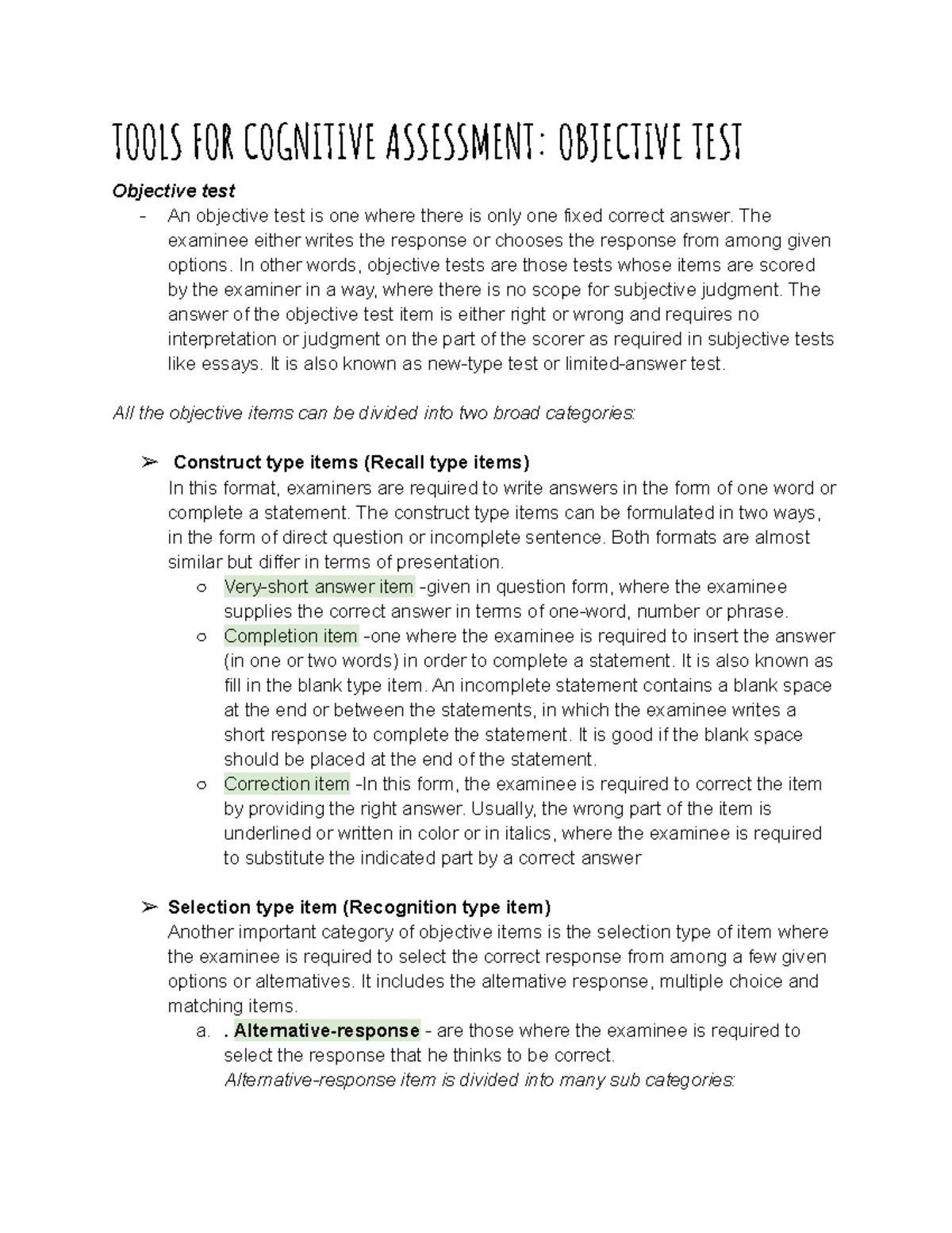Tools FOR Cognitive Assessment - TOOLS FOR COGNITIVE ASSESSMENT ...