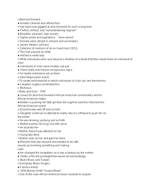African American chapter 3 notes - Harlem, the New Negro, and Alain ...