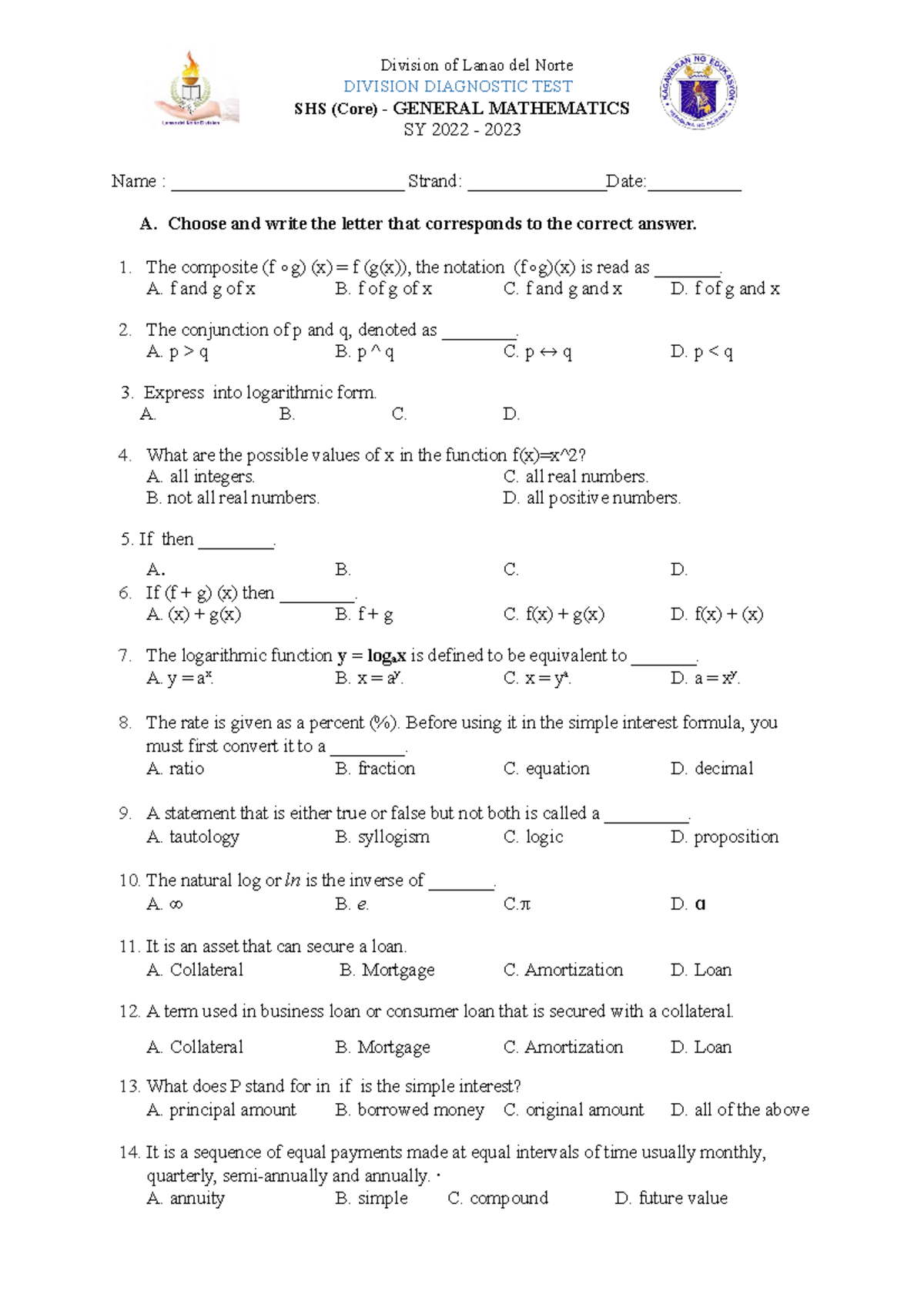 Math-11-Gen-Math-DAT - Division of Lanao del Norte DIVISION DIAGNOSTIC ...