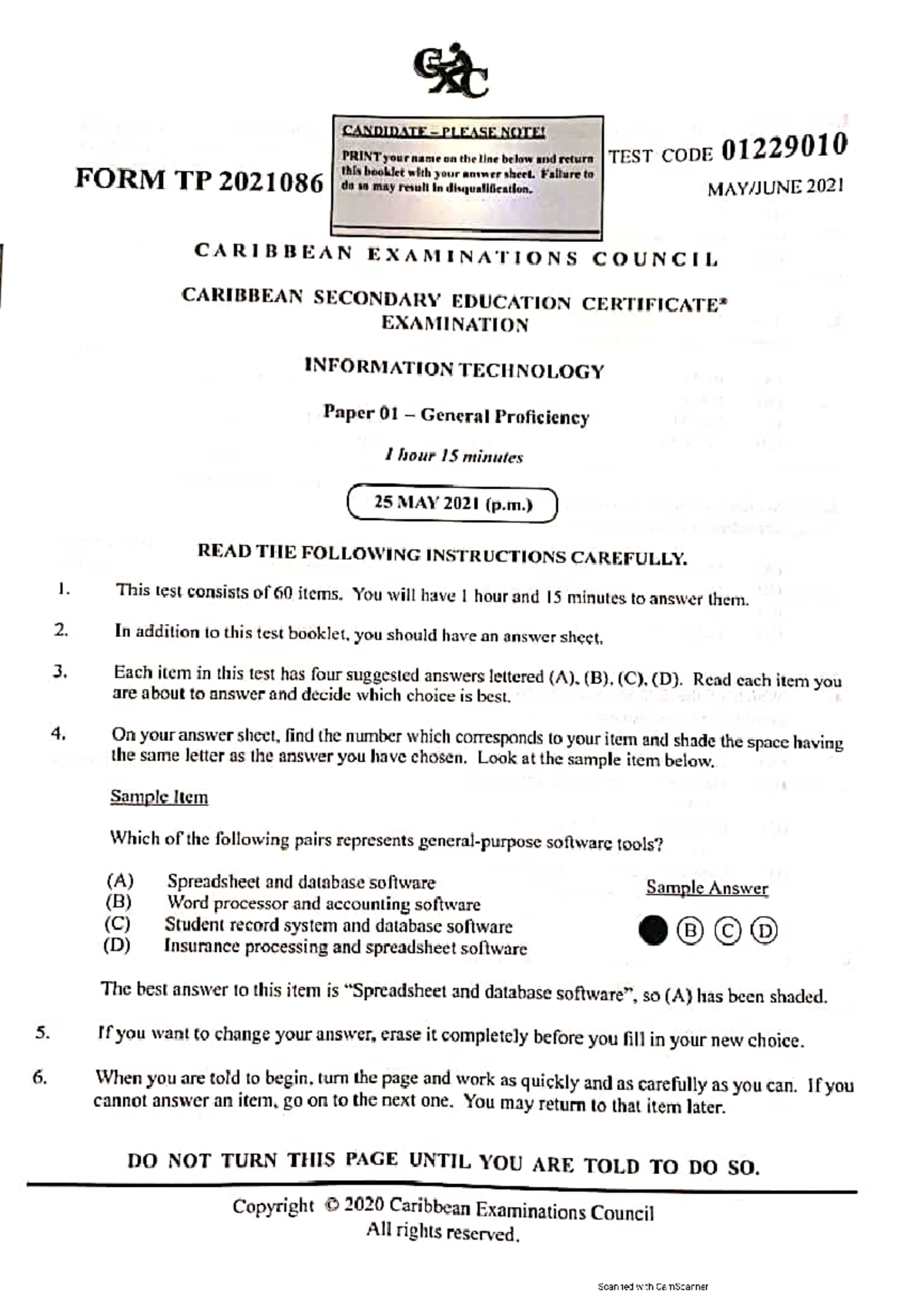 Pdfcoffee.com csec-it-p1-2021-pdf-free - Information Technology - Studocu