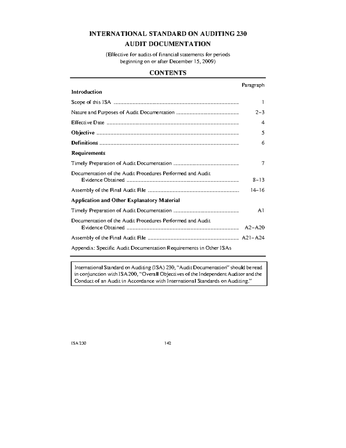 ISA 230 - ISA - INTERNATIONAL STANDARD ON AUDITING 230 AUDIT ...