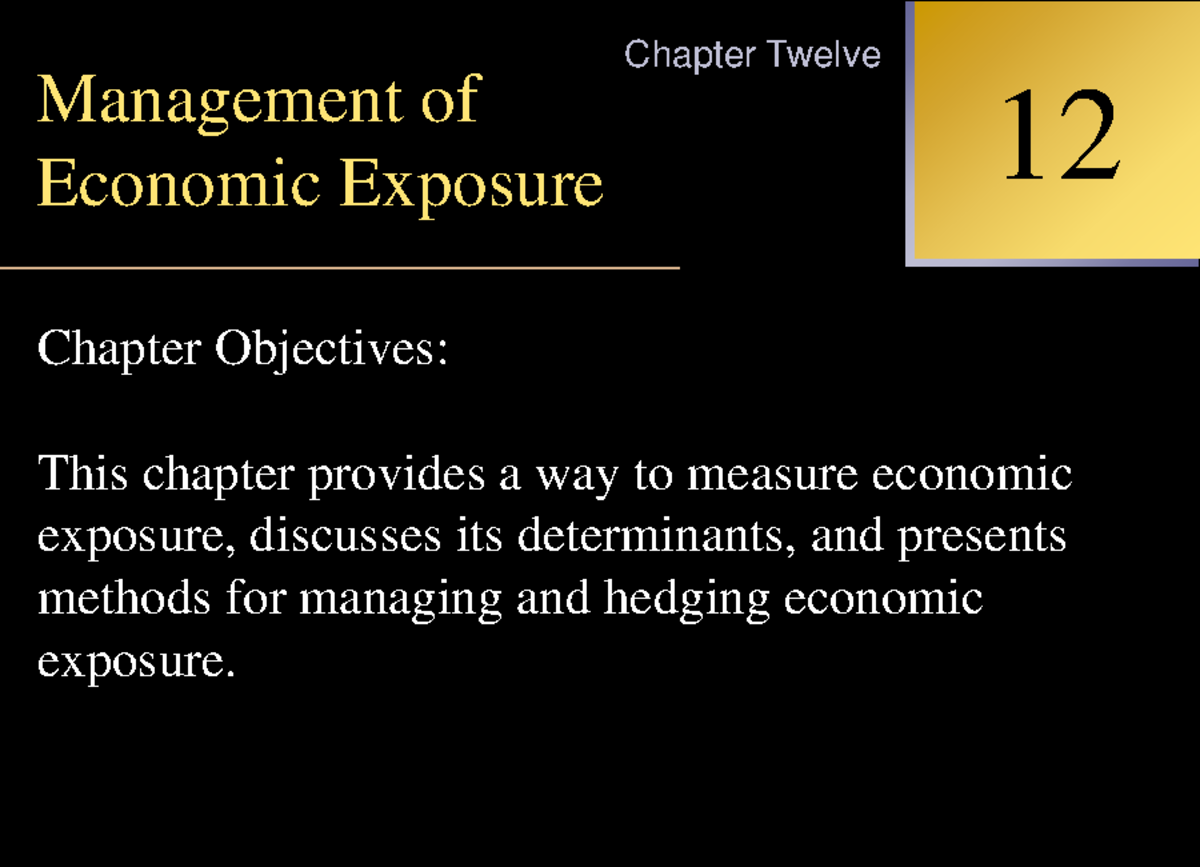 Economic Exposure - INTERNATIONAL FINANCIAL MANAGEMENT EUN / RESNICK ...