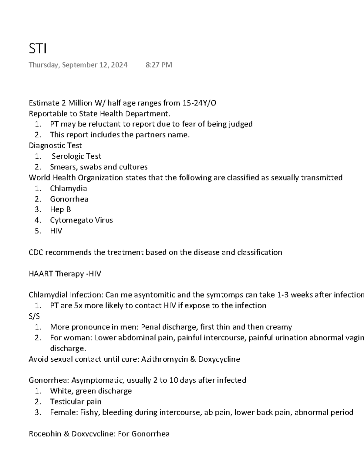 STI - Unitek College Quiz 2 STI Notes - Estimate 2 Million W/ half age ...