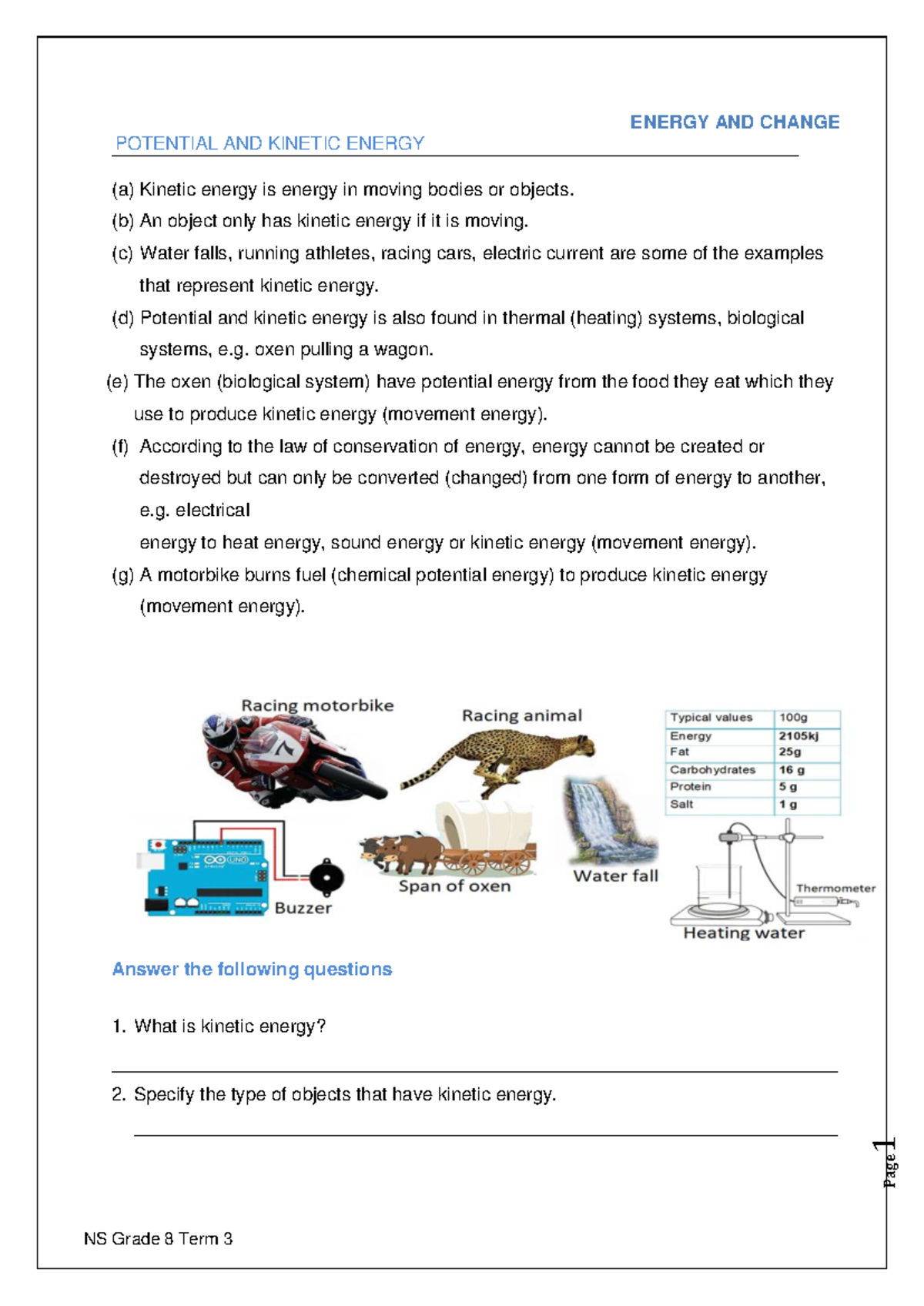 NS Grade 8 Term 3 Learner Guide - NS Grade 8 Term 3 Page 1 ENERGY AND ...