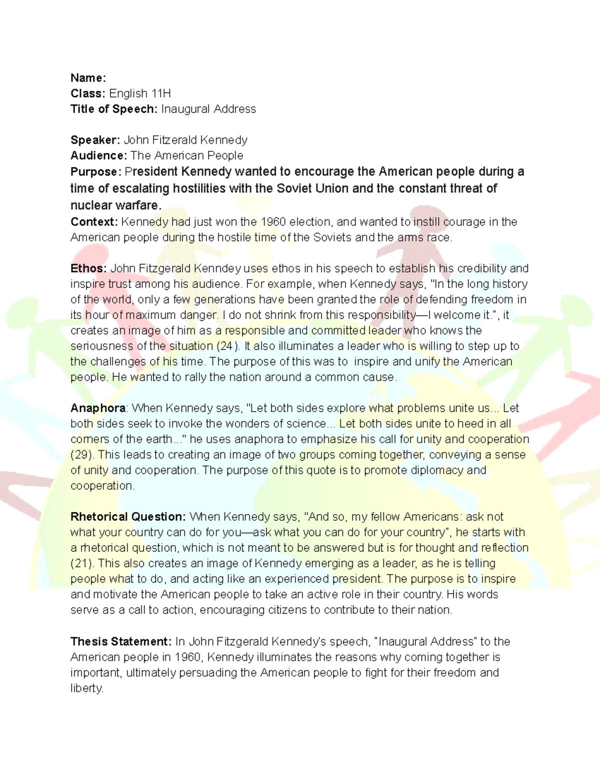 Thematic Literary Analysis Page - Name: Class: English 11H Title of ...