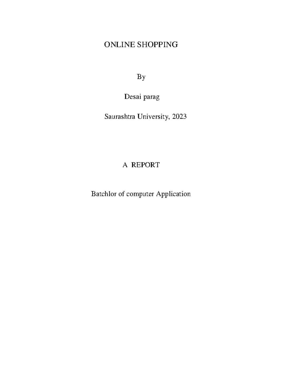 Project for sem 6 - ONLINE SHOPPING By Desai parag Saurashtra ...