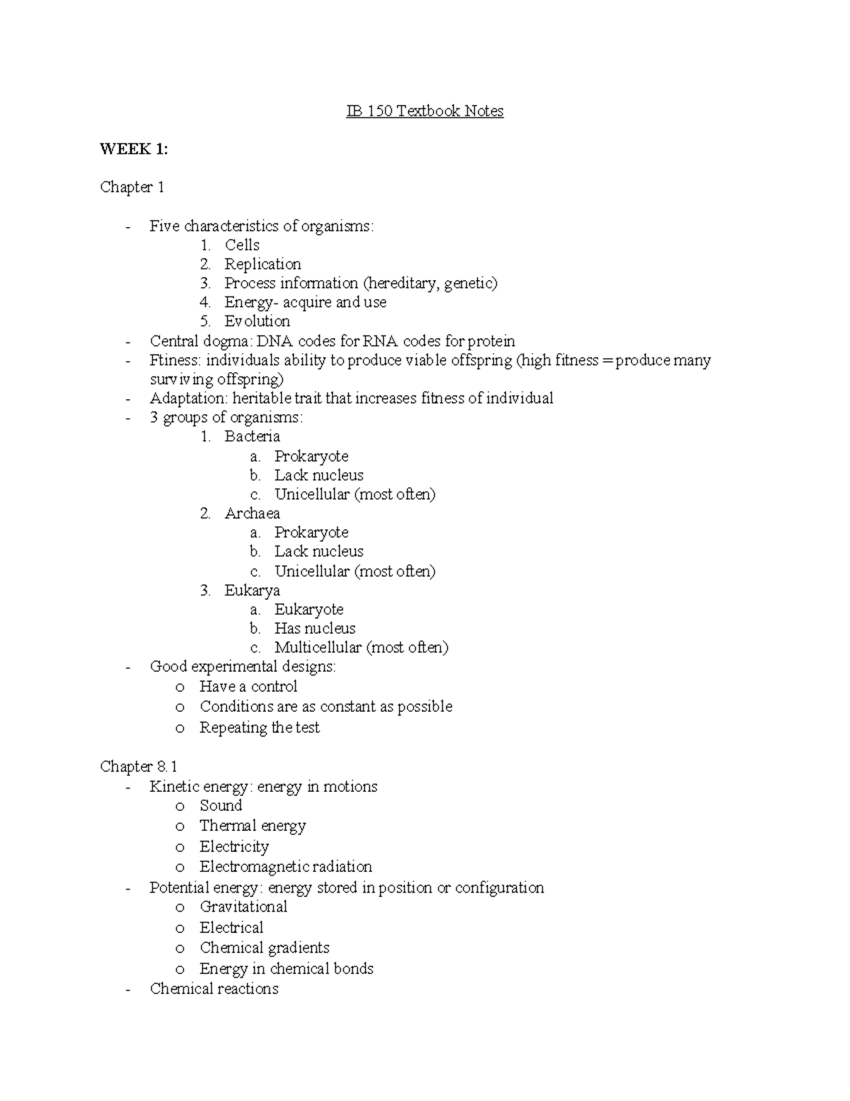IB 150 Textbook Notes - IB 150 Textbook Notes WEEK 1: Chapter 1 Five ...
