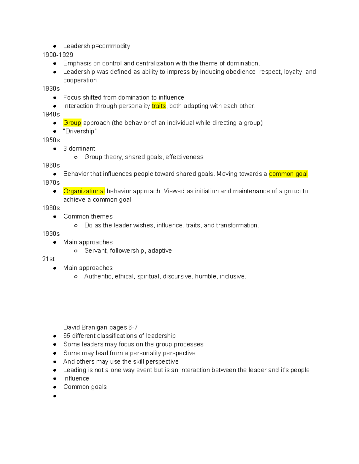 Chapter 1 notes and Top 3 response - Leadership=commodity 1900 ...