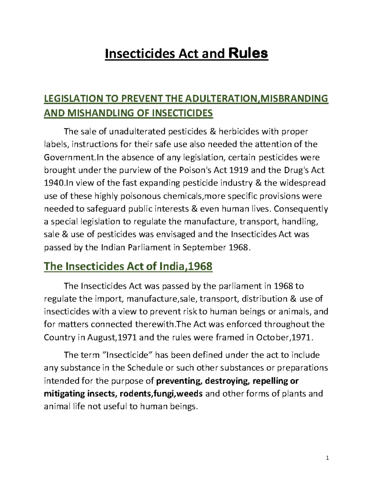 PLPT-602 insecticides act and rules - Insecticides Act and Rules ...