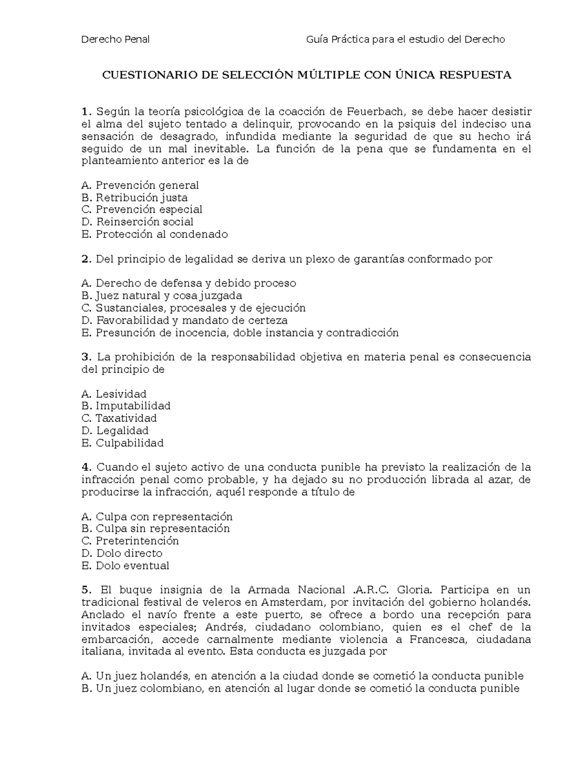 Cuestionario TOMO IV - CUESTIONARIO DE SELECCIÓN MÚLTIPLE CON ÚNICA ...