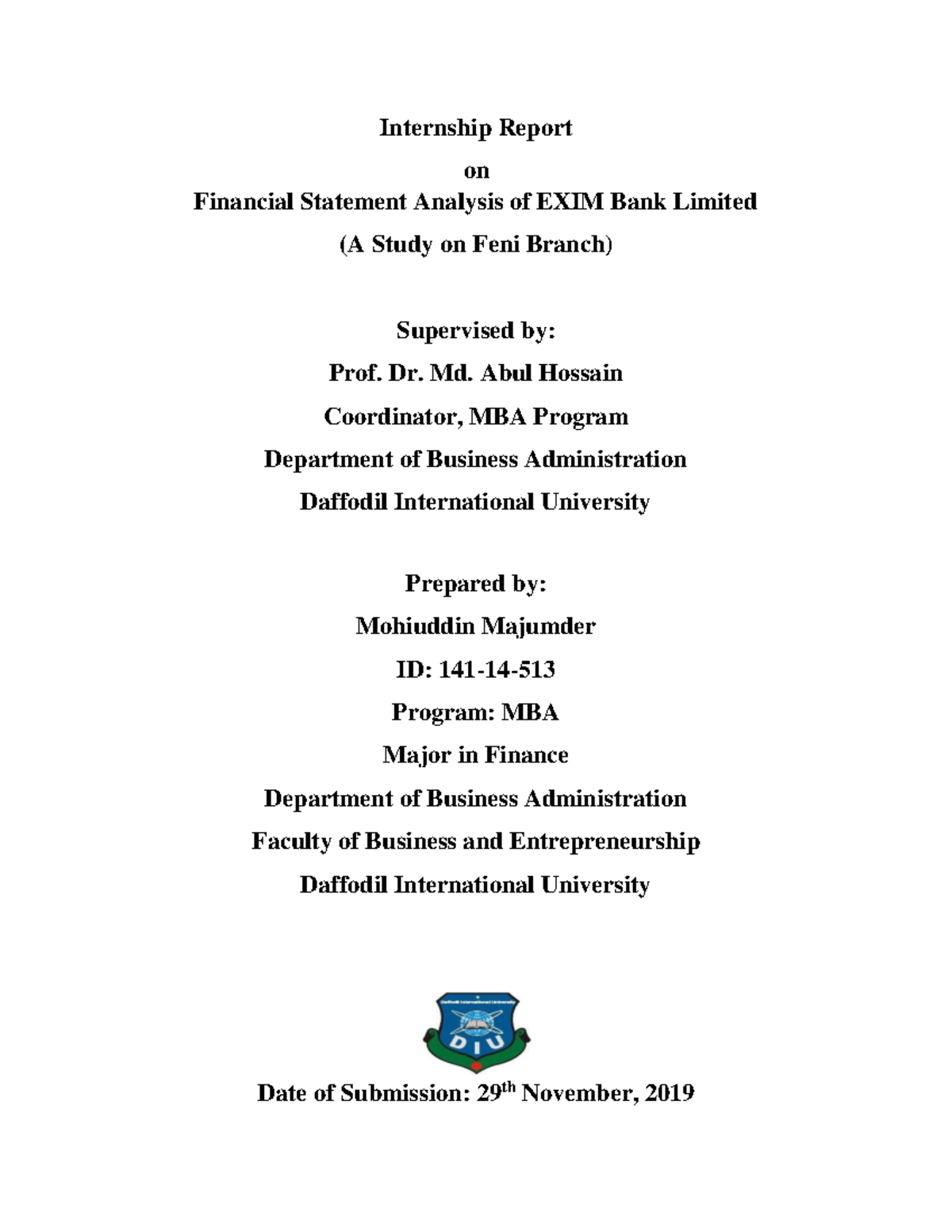 Inbound 1601402909767775376 - Internship Report on Financial Statement ...