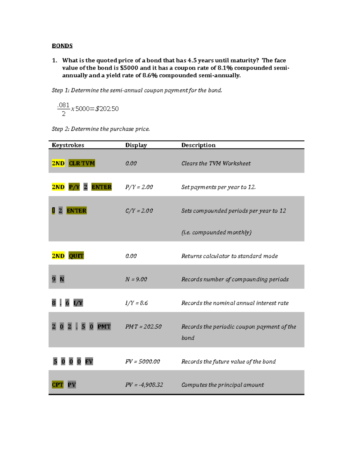 Bond Math Problems and Solution 1132 - BONDS 1. What is the quoted ...