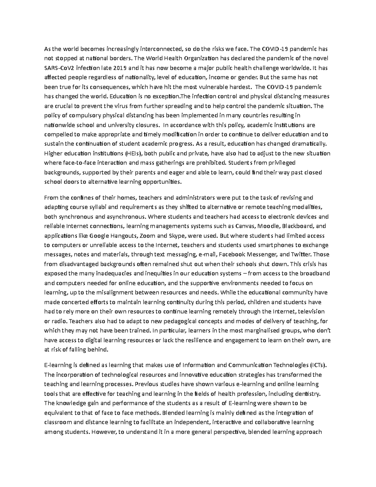 As the world becomes increasingly interconnected - The COVID-19 ...