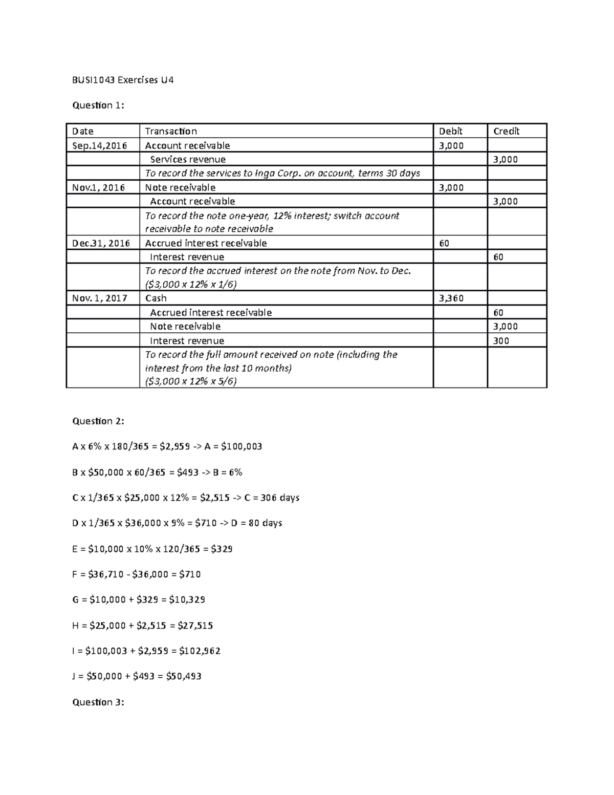 BUSI1043 Exercises U4 - Unit 4 Financial Accounting - BUSI1043 ...