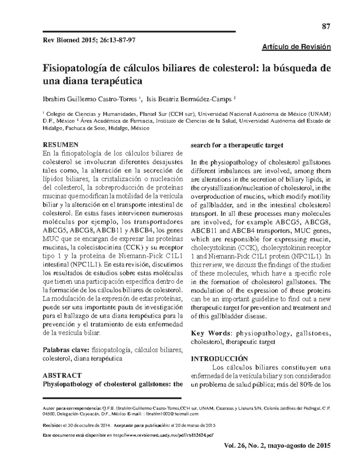 Dialnet-Fisiopatologia De Calculos Biliares De Colesterol-6062287 - Rev ...