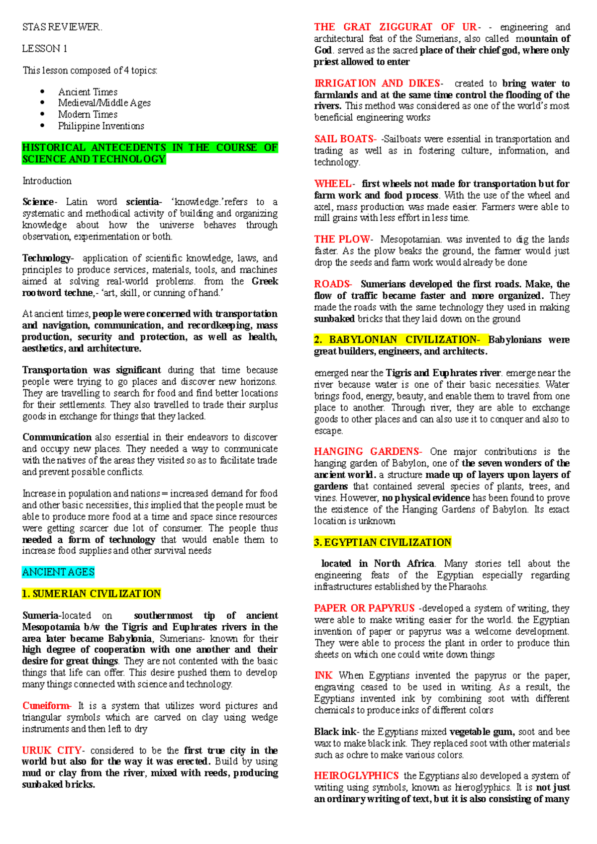 STAS Reviewer.-WPS Office - STAS REVIEWER. LESSON 1 This lesson ...