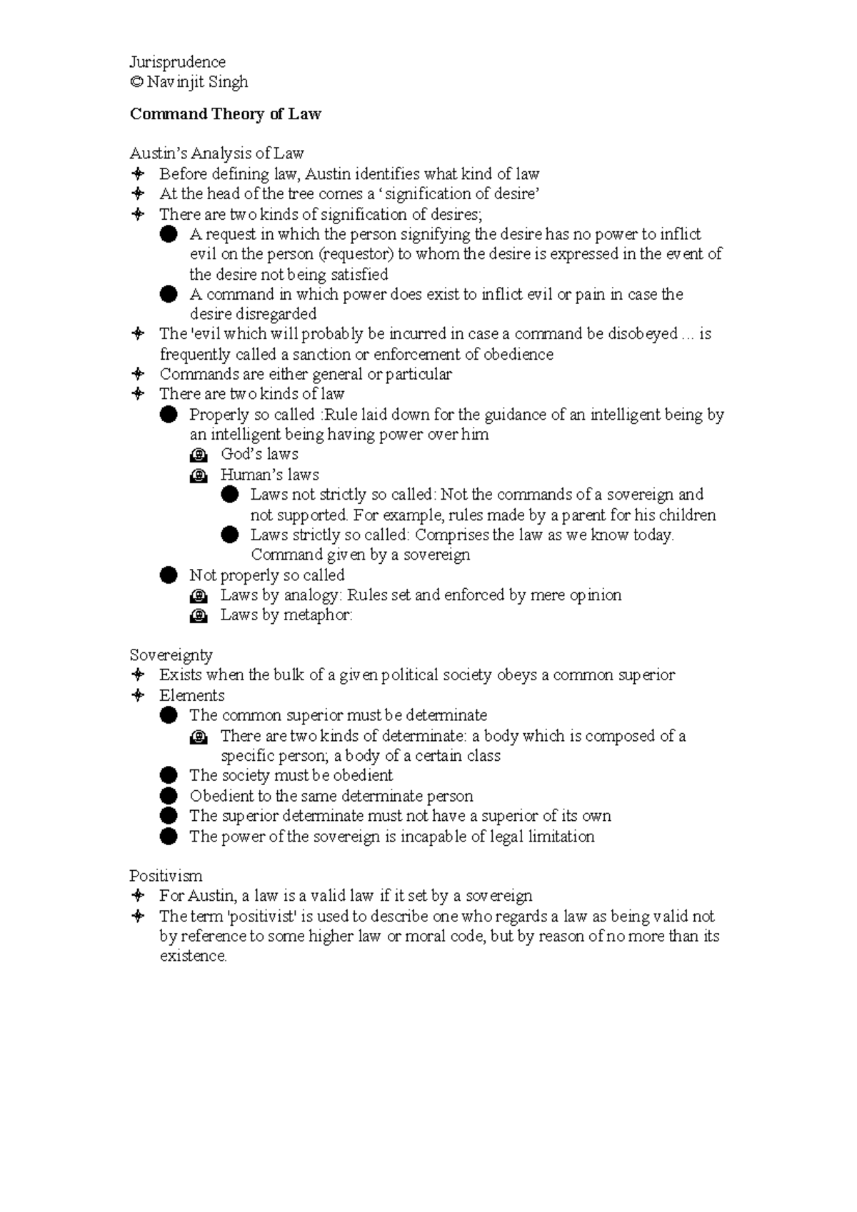 Command Theory of Law - NOTES - Jurisprudence © Navinjit Singh Command ...