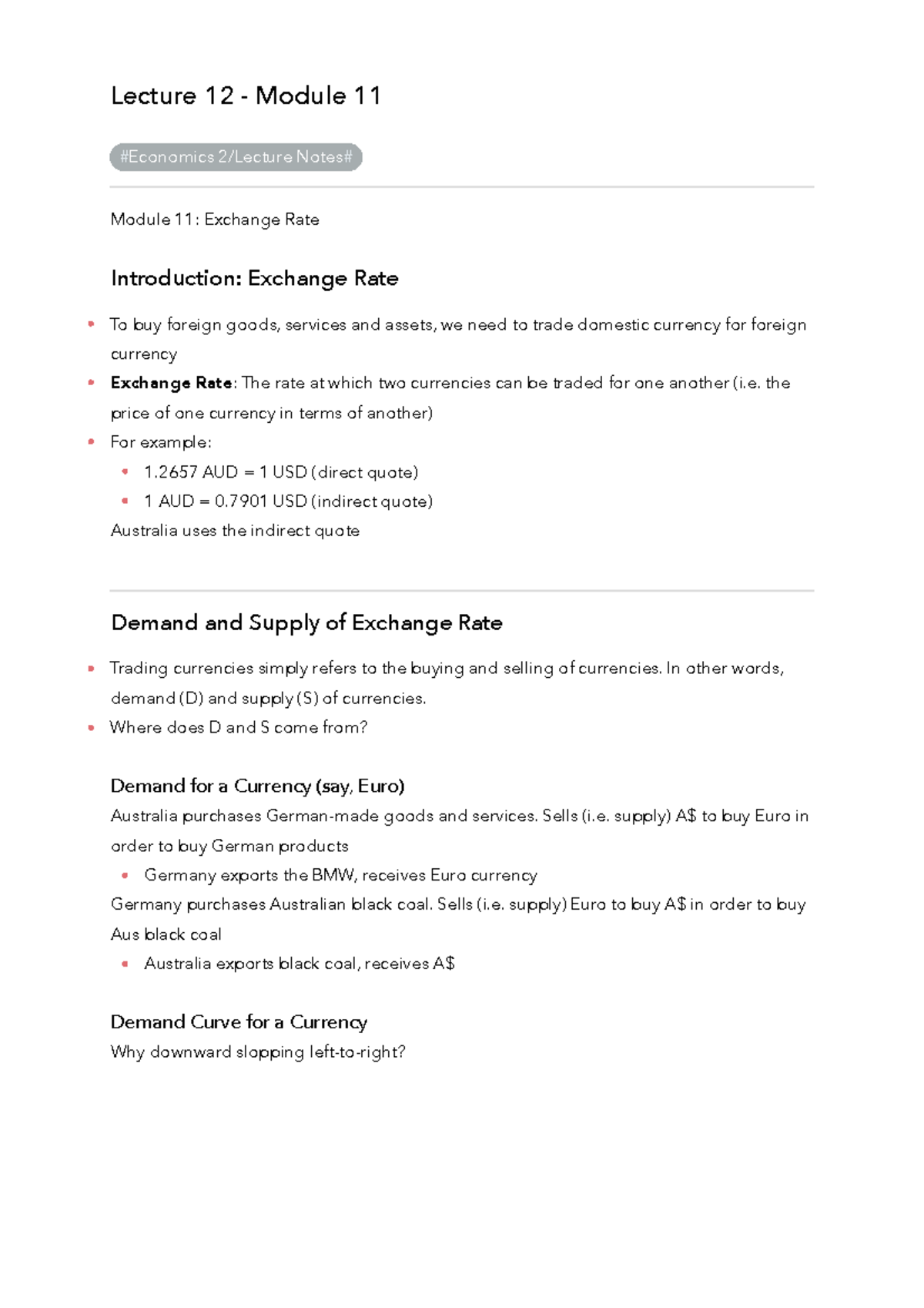 Lecture 12 - Module 11 Notes - EFB223 - QUT - Studocu