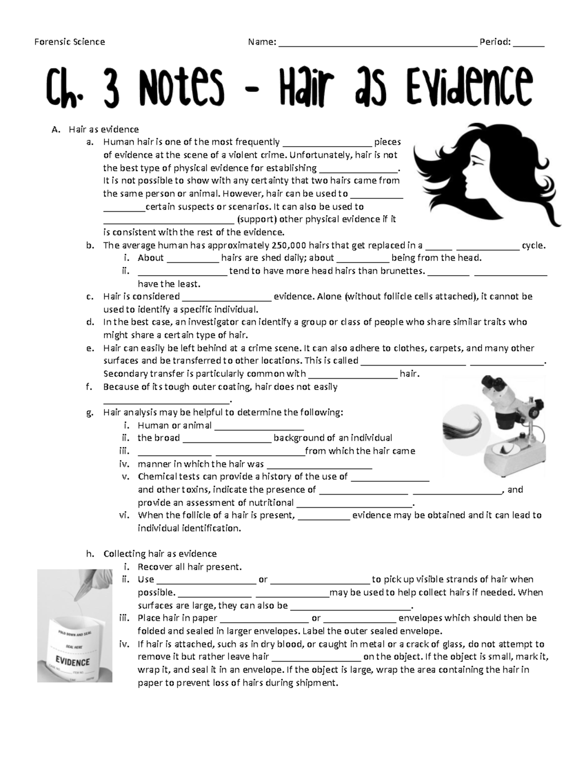 FS 3 Hair as Evidence Notes fill in - MAT290 - U of T - Studocu