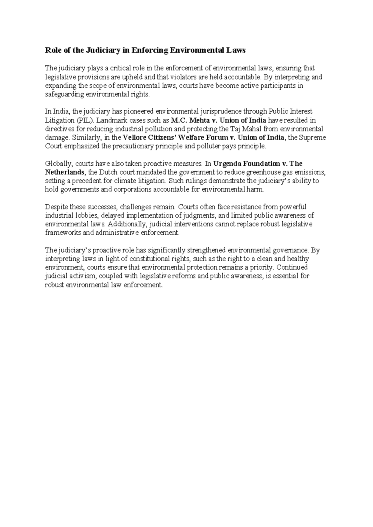 5 Environmental law - Role of the Judiciary in Enforcing Environmental ...