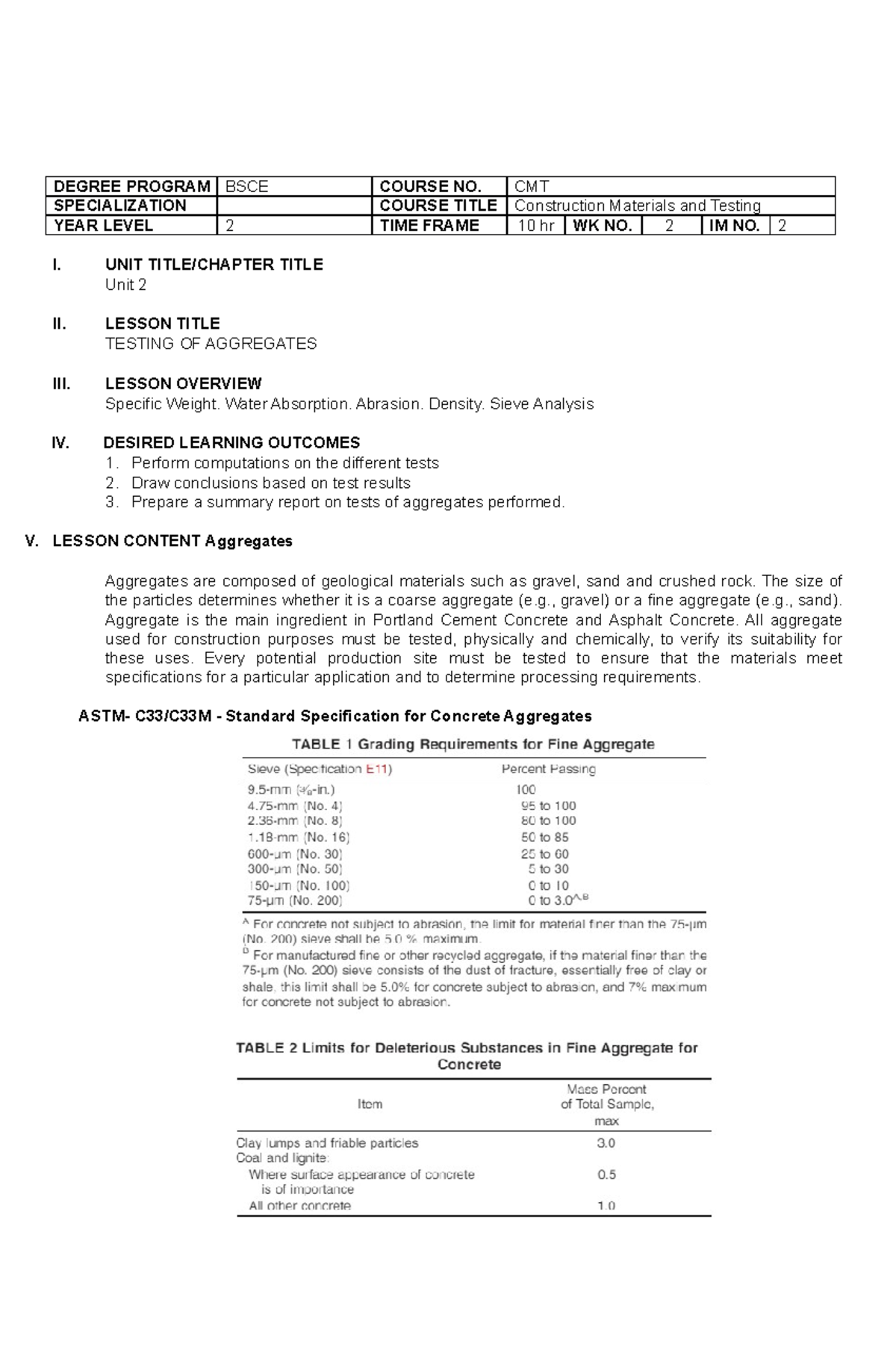 CMT-Module-2 part 1 - Construction Materials and Testing Module 2 Part ...
