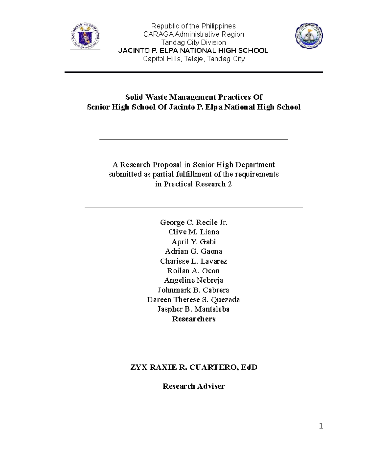 Chapter 2 research paper for swm - JACINTO P. ELPA NATIONAL HIGH ...