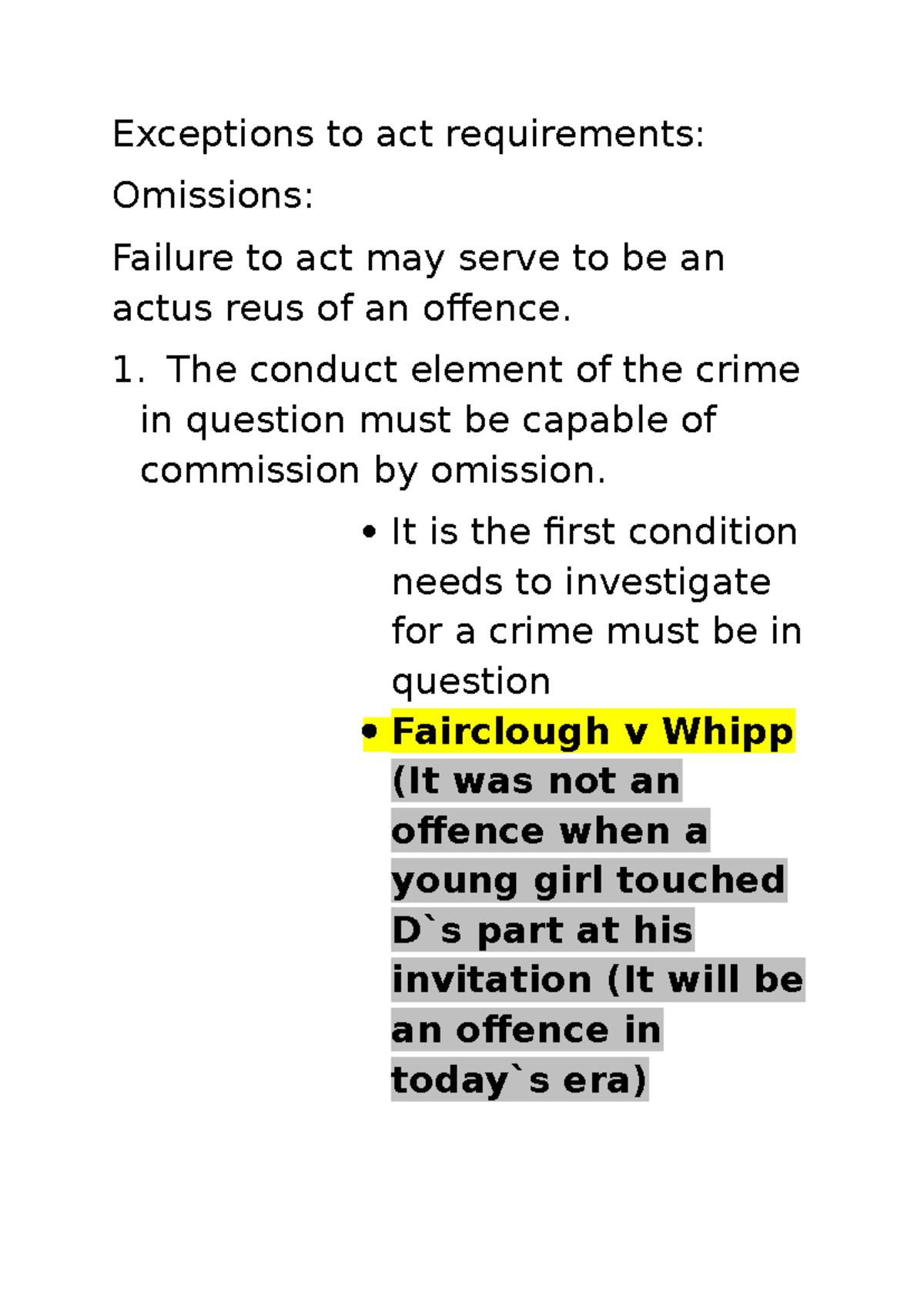 Ommisions - Notes for the ommisons and commissions - Exceptions to act ...