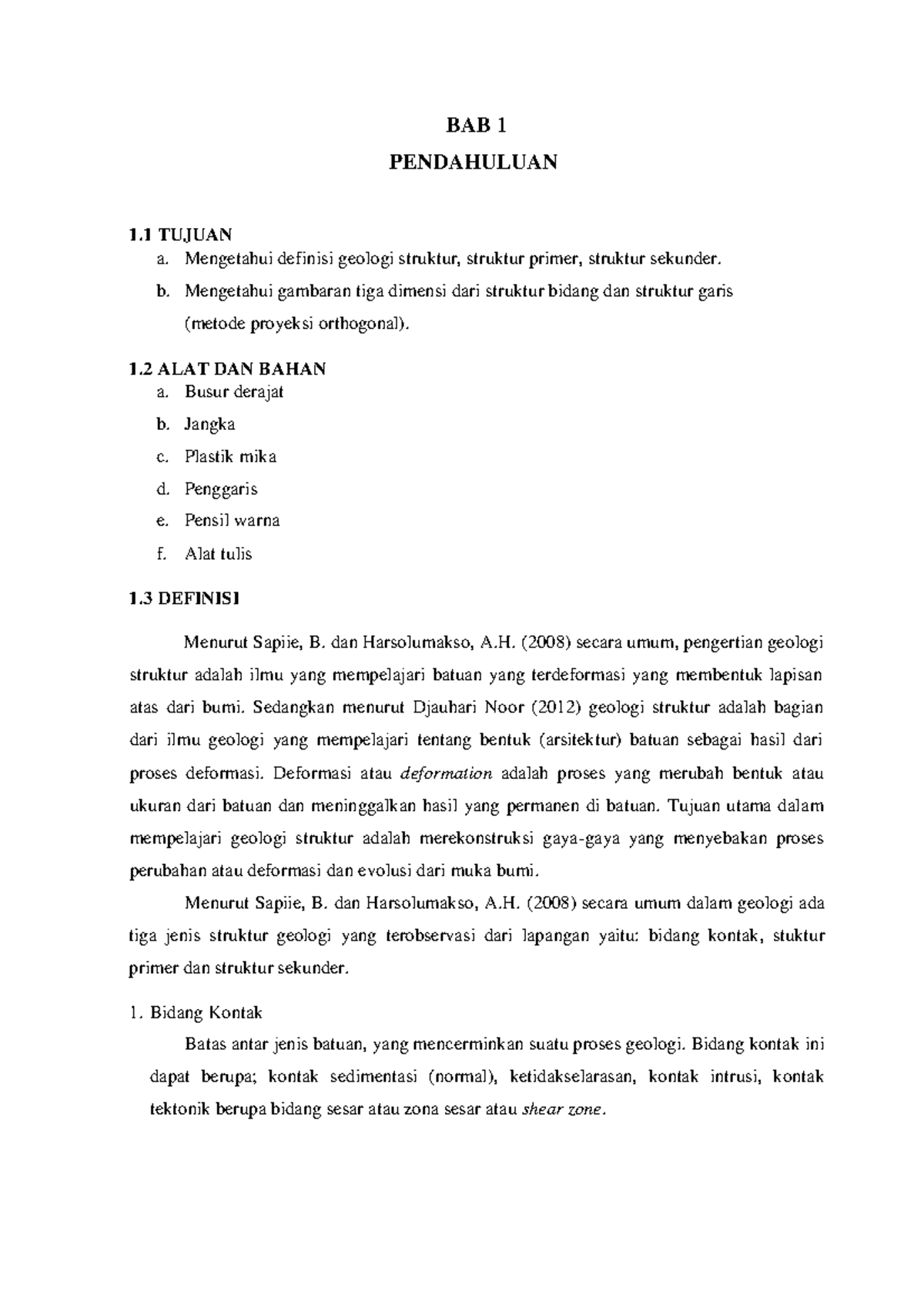 Module praktikum BAB 1 - BAB 1 PENDAHULUAN 1 TUJUAN a. Mengetahui ...