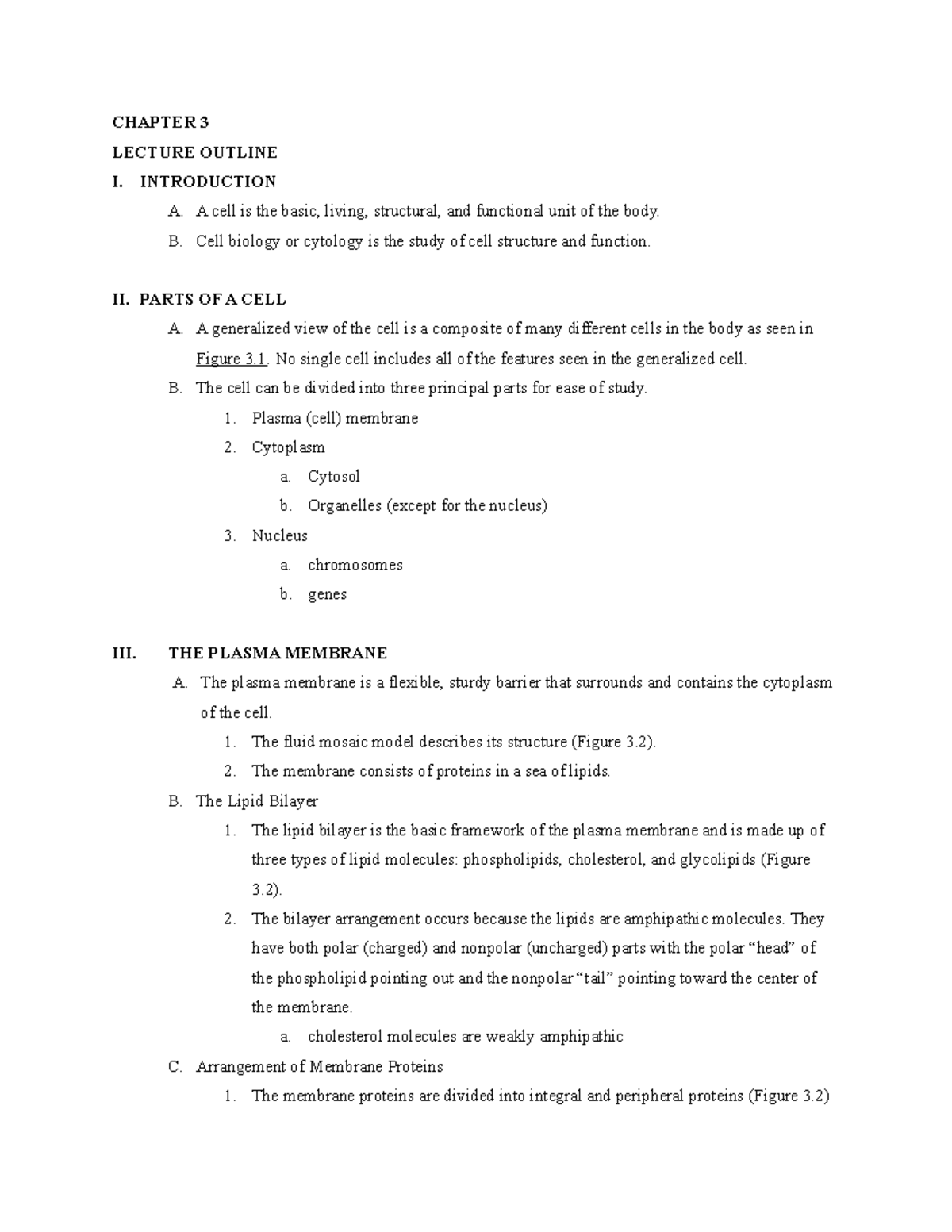 Chapter 3 - Lecture notes 3 - CHAPTER 3 LECTURE OUTLINE I. INTRODUCTION ...