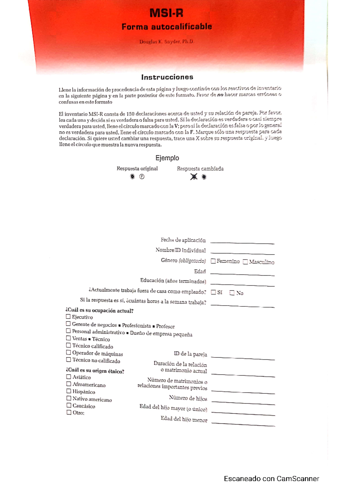 Cuestionario MSIR - msir - Evaluación Psicológica - Studocu