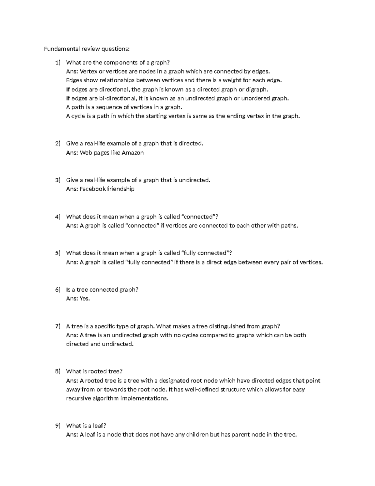 Worksheet 9 answer - Fundamental review questions: 1) What are the ...