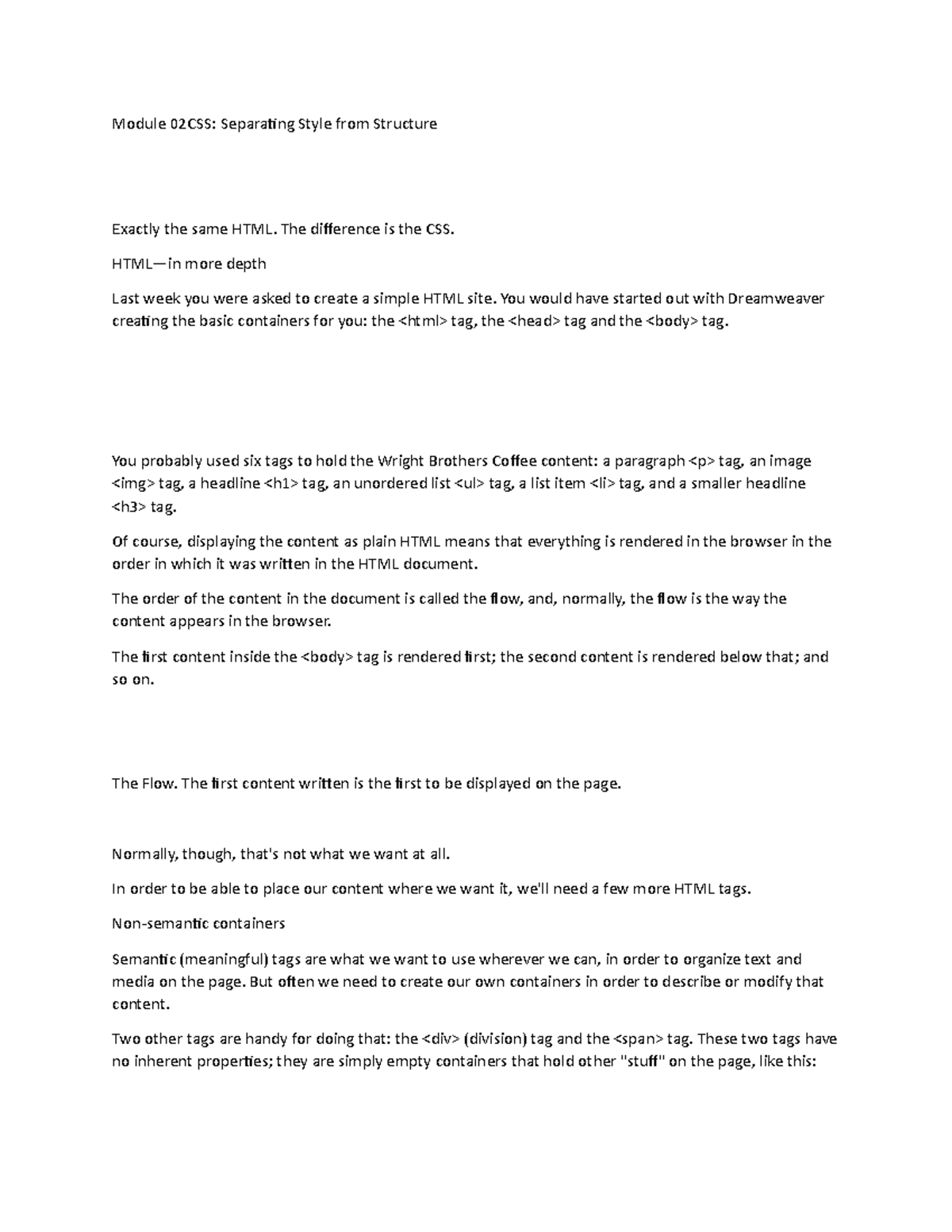 Module 2 seperating css and structure 2 - Module 02CSS: Separating ...