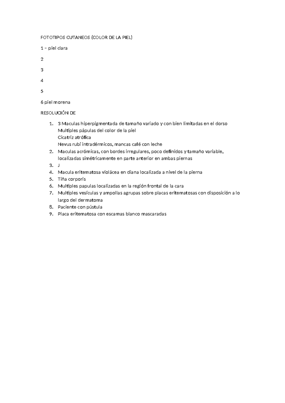 Tarea Dermato - FOTOTIPOS CUTANEOS (COLOR DE LA PIEL) 1 – piel clara 2 ...