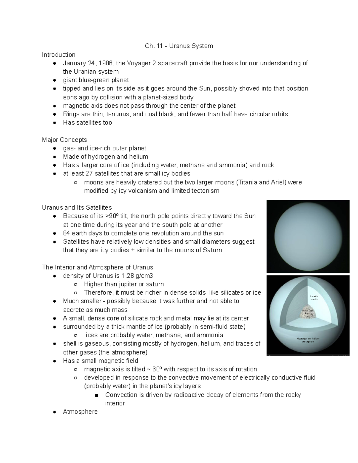 Week 10 Uranus Neptune and Pluto 1 - Ch. 11 - Uranus System ...