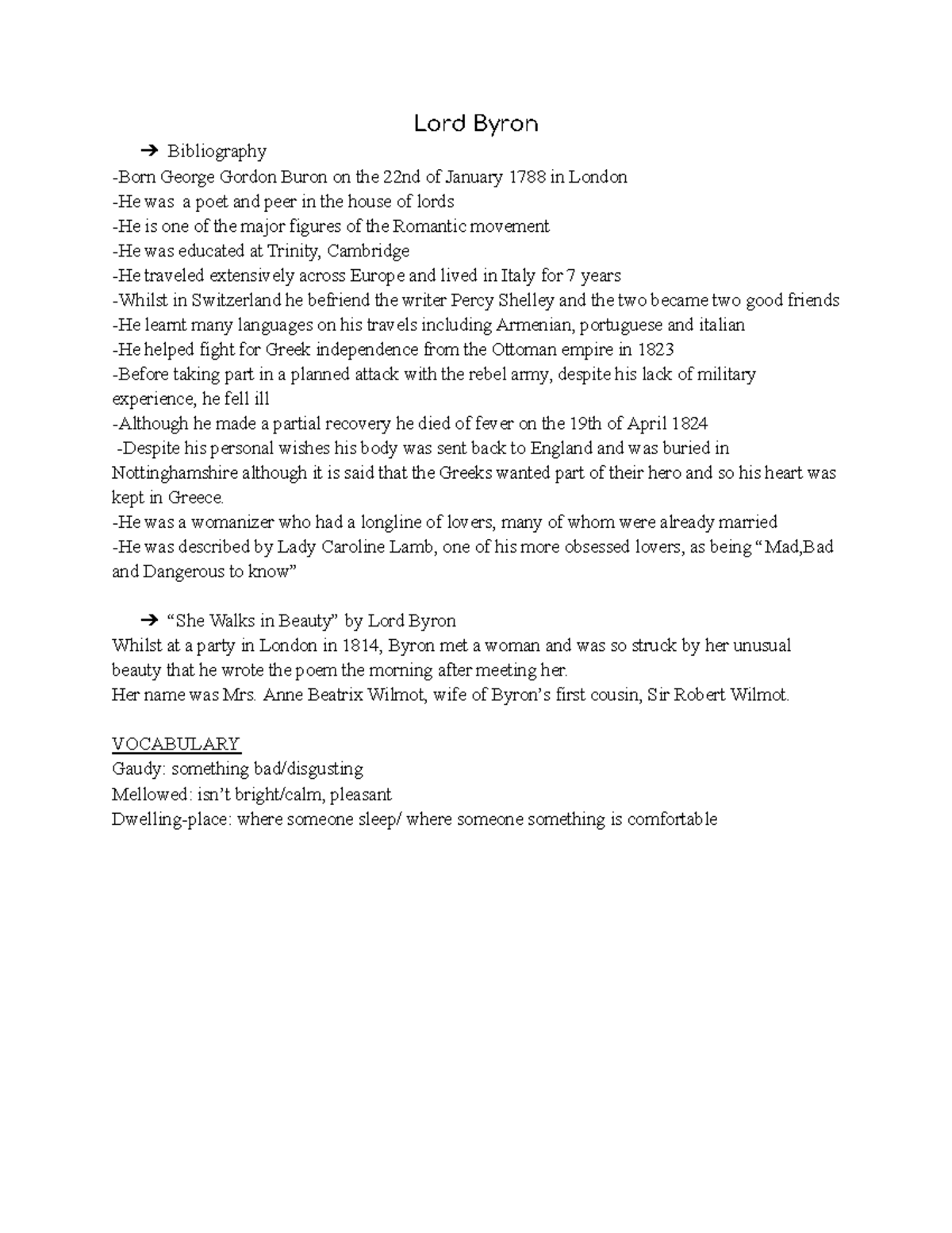 Lord Byron - Lord Byron Bibliography -Born George Gordon Buron on the ...