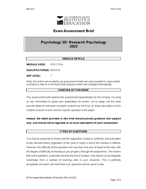 PSYC7324A1 - n/a - © The Independent Institute of Education (Pty) Ltd ...