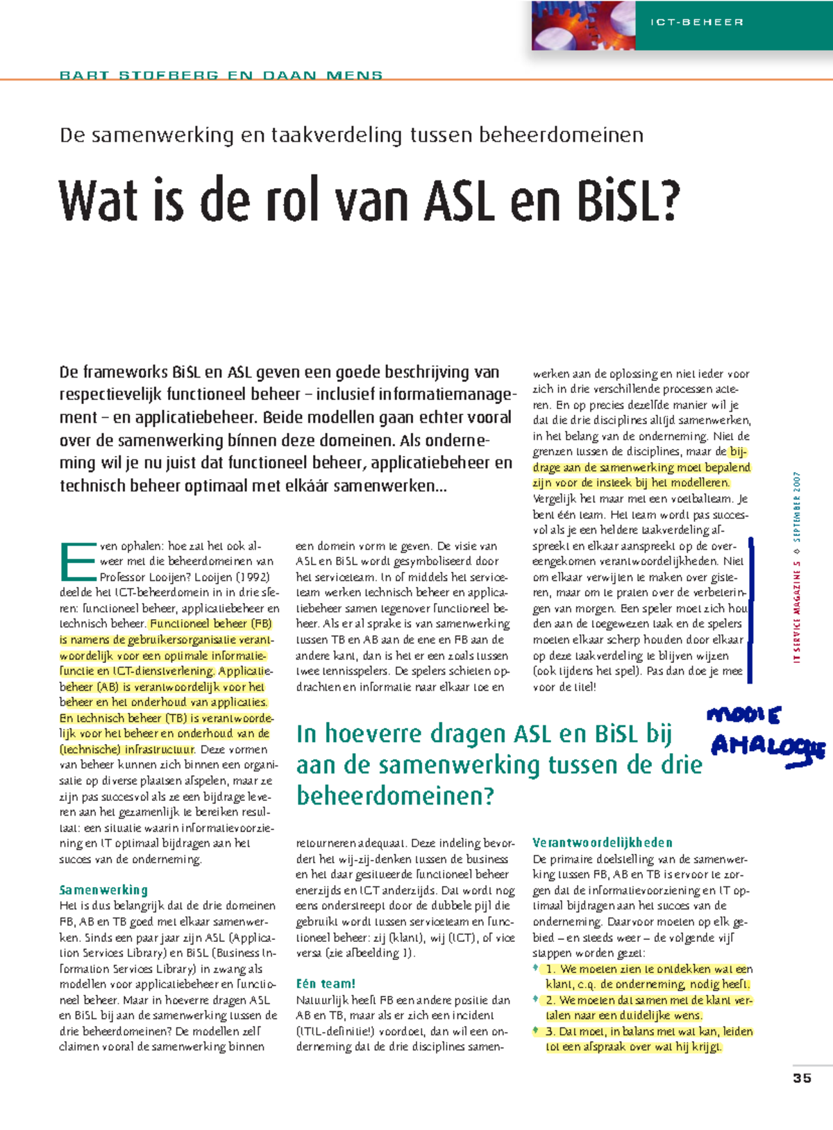Wat is de rol van asl en bisl - 35 I T S E R V I C E M A G A Z I N E 5 ...