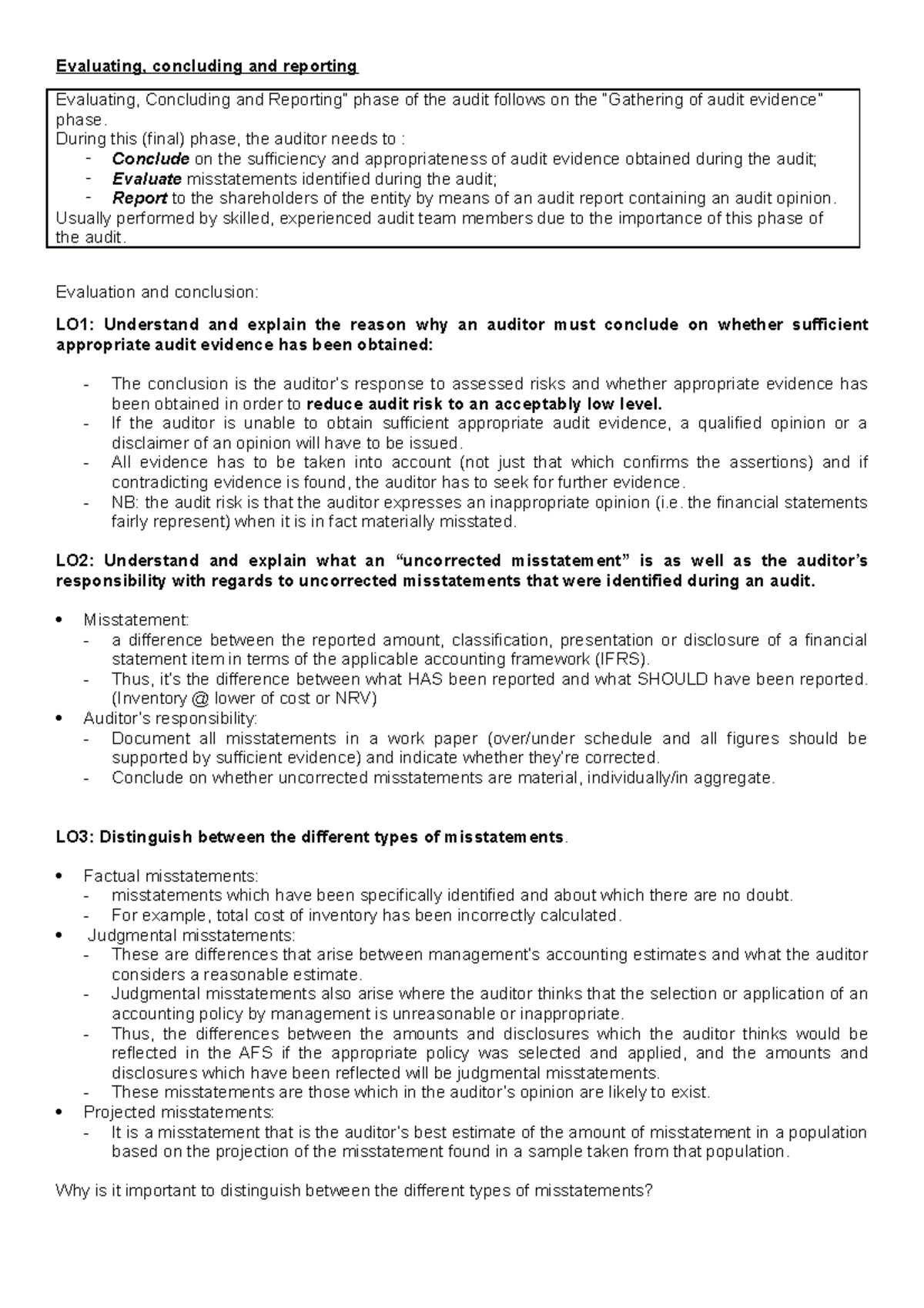 ROV301.5 (Complete) - Summary Auditing 3 - Evaluating, concluding and ...