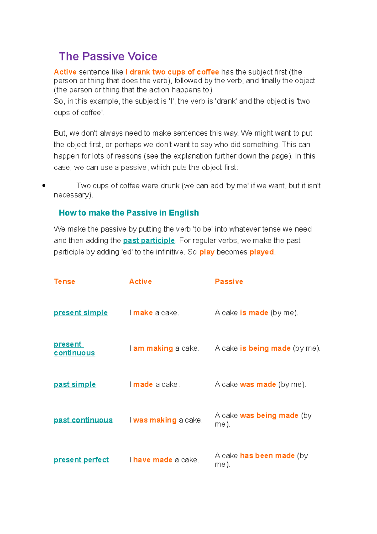 Passive voice, relative clauses, reported speech, conditionals - The Passive Voice Active ...