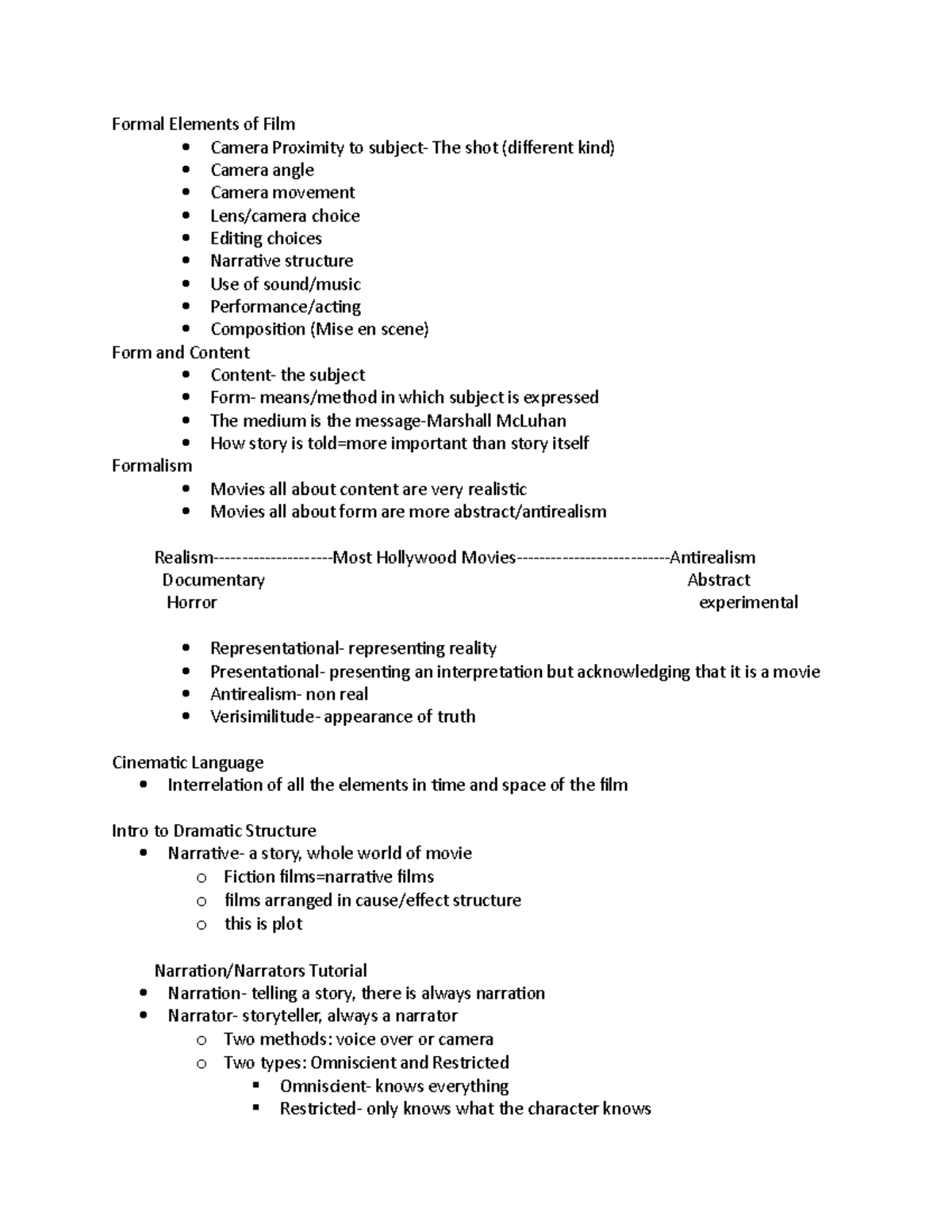 Film Principles/Genre Breakdown - Formal Elements of Film Camera ...