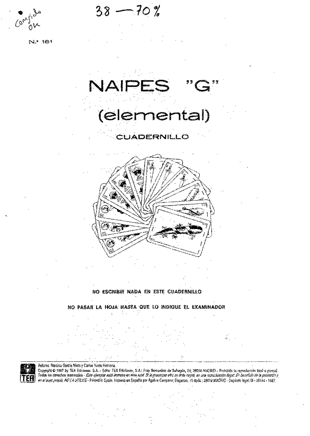 Cuadernillo Test Naipes G (Elemental) - Compist 38 ok 161 NAIPES ...